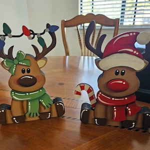 Reindeer Shelf Decor, Reindeer Couple, Hand Painted Wood or DIY Blanks ...