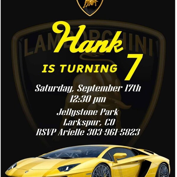 Lamborghini Cars Funny Birthday Invitation, Race Car Birthday Party ...