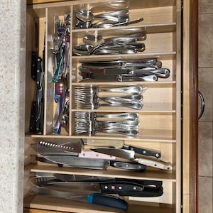 Custom Drawer Divider, Maple Silverware Organizer, 6 Spaces ...