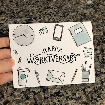 Office Workiversary Card Work Anniversary Card Card for Co-worker Card ...
