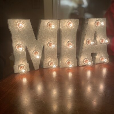 Light up Letters Metal Marquee 7 Small Electric Lights Sign - Etsy
