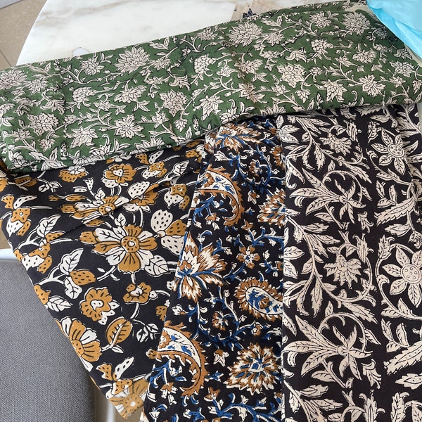 Beautiful Flower Print Hand Block Printed Fabric, Cotton Fabric, Indian ...