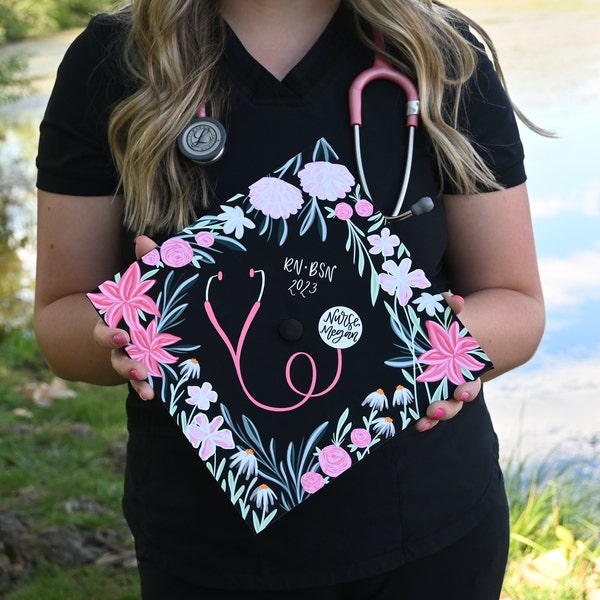 Nurse Graduation Cap, Nurse Grad Cap, Cap Topper Nurse, RN Grad Cap ...