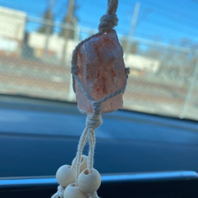Himalayan Salt Rock Car Charm, Car Charm, Rearview Mirror, Salt Rock ...