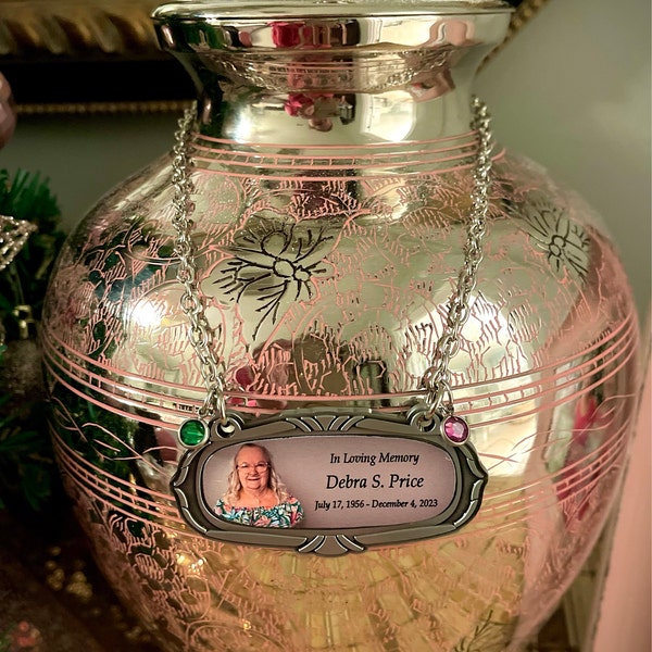Personalized Photo Urn Medallion Name Plate With Birthstone - Etsy