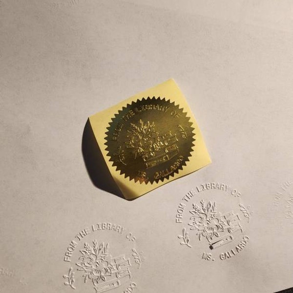 Custom Book Stamp/ 36 Designs/ Custom Embosser/ From the Library of ...