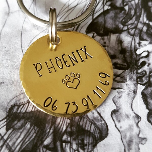 Custom Brass Dog Identity Disc - Brass ID Pet Tag - Etsy