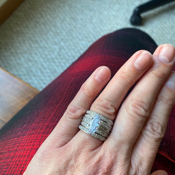 Preety Marquise Cut Diamond Ring Set, Stackable Three Pice Ring Set ...