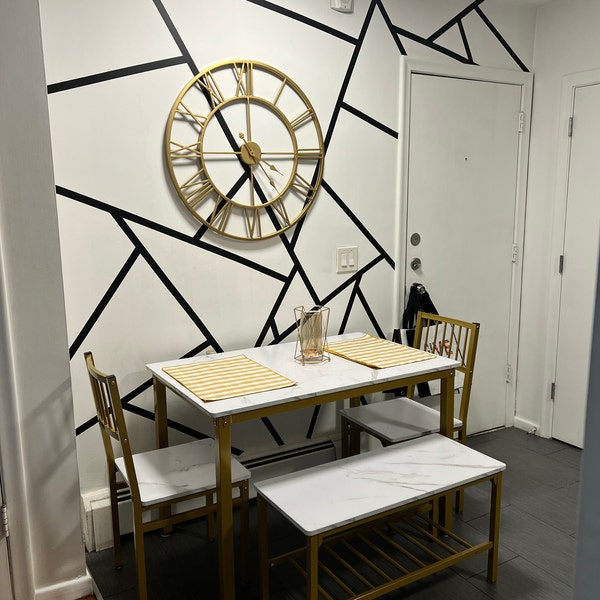 Gold Silver Wall Decal | Geometric Line Wall Sticker | Peel and Stick ...