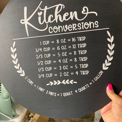 Kitchen Conversion Chart SVG, Measuring Cheat Sheet SVG, Measuring Cups ...