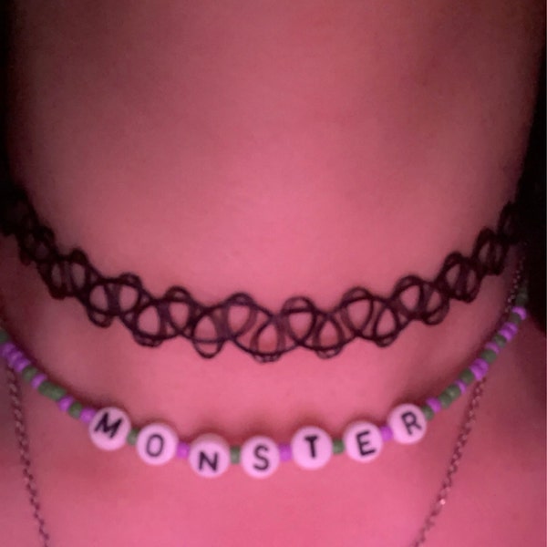 Custom Name Necklace Custom Name Choker Handmade Assorted Beads ...
