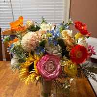 Wildflower Bridal Bouquet, Colorful Orange Hot Pink Wedding Bouquet ...