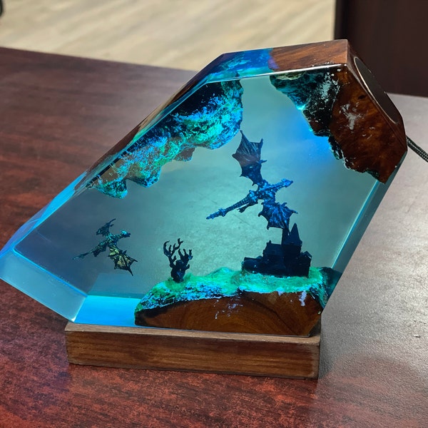 Fire Dragon and Ice Dragon Resin Lamp, Dragon Lamp for Home Decor ...