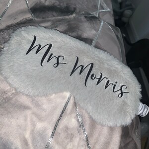 Personalised Fluffy Sleeping Eye Glitter Face Mask With Name, Silk ...