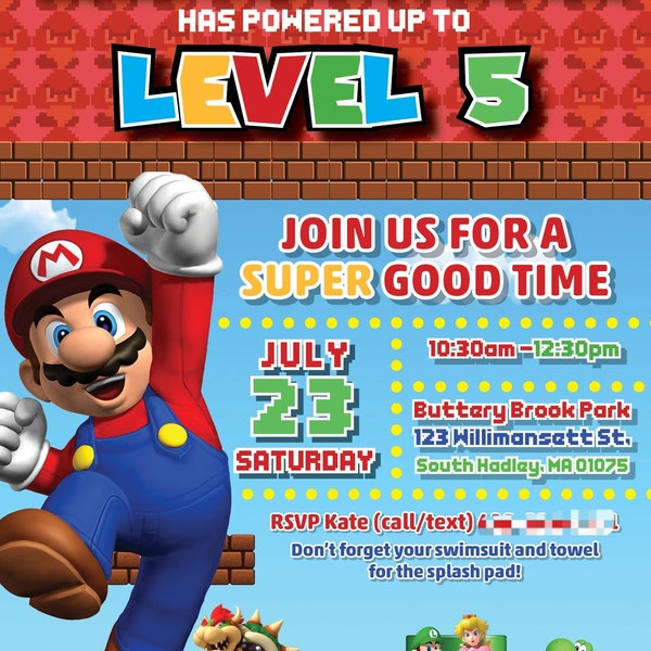 Super Mario Invitation. Mario Birthday Invitation. Mario Party ...