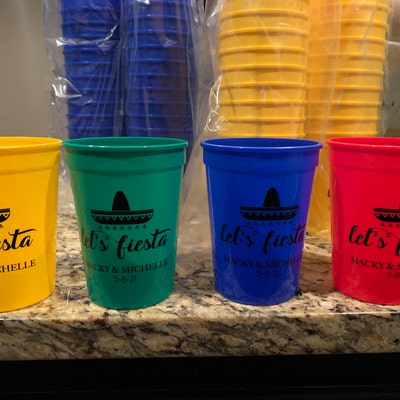 Let's Fiesta Cups, Fiesta Party Cups, Mexican Fiesta Cups, Plastic ...