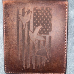 Mens Brown Leather Dog Hunting Wallet. RFID Blocking Genuine Leather ...