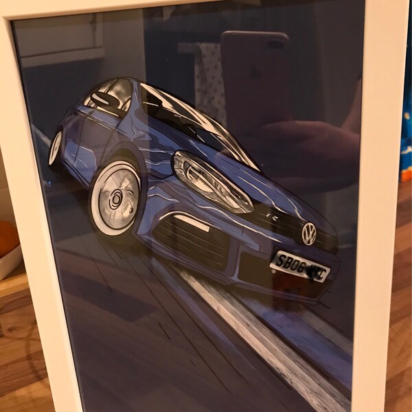 VW Golf R Personalised With Your Number Plate!, Car Wall Art, High ...