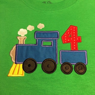 Train Birthday Number 4 Applique Machine Embroidery Design - Etsy