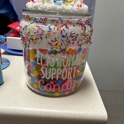Personalized Funny Glass Candy Jar for Emotional Support, Custom Office ...