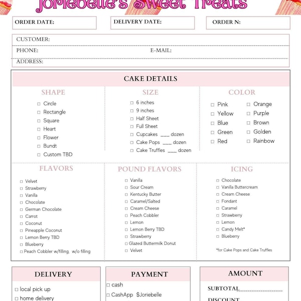 Custom Order Form Template Canva Template Printable Crafters Order Form ...