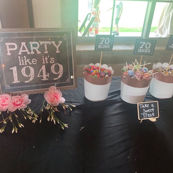 Instant 70th Birthday Candy Jar Signs Table Decoration Printable Mini ...