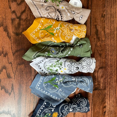 Monogrammed Bandana hand Embroidered Group Gift Multiple Colors and ...