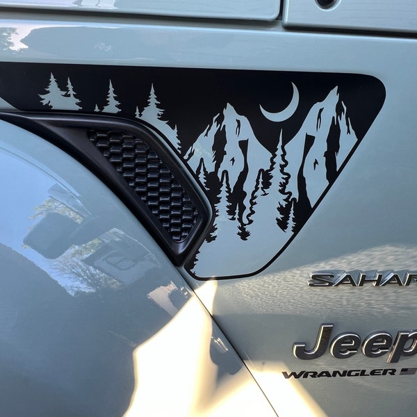 Mountains & Trees Fender Vent Vinyl Decal Sticker Fits Jeep Wrangler Jl ...