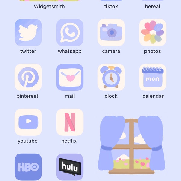 Cute Blue Day & Night Hand Drawn Ios and Android App Icon Set | Home ...