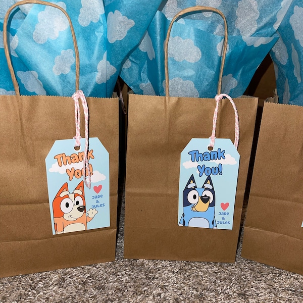 Bluey Inspired Themed Party Favors, Blue Inspired Birthday, Blue Tags ...