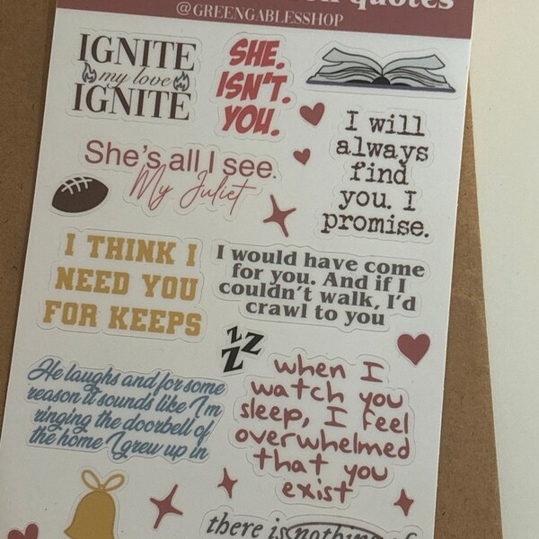 Book Quotes Sticker Sheet - Etsy