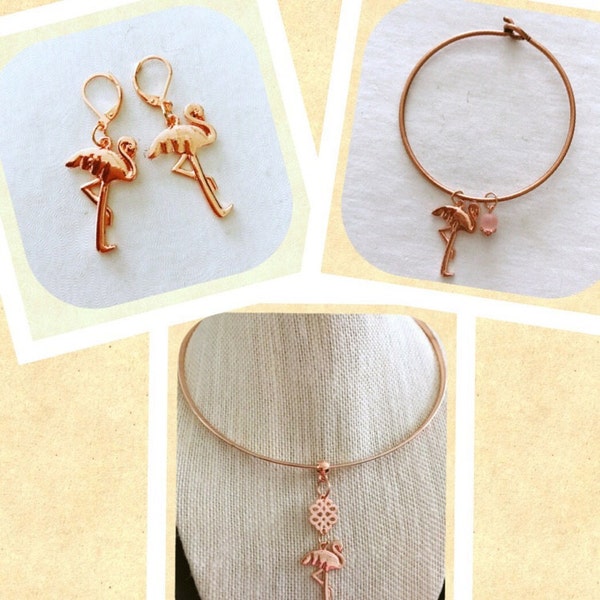 4 Rose Gold Plated Flamingo Bird Charms 21-30-3 - Etsy
