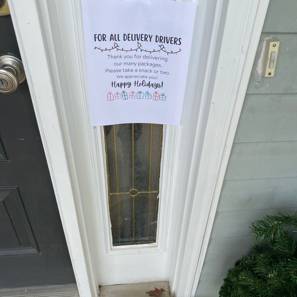 Delivery Driver Printable Sign, Thank You, Happy Holidays, Instant ...