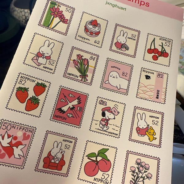 Japanese Nippon Stamps Sticker Sheet - for Bullet Journal, Bujo ...