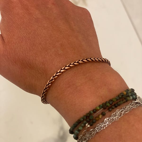 Pure Copper Wheat Chain Unisex Bracelet, 100 % Oxidized Copper Chain ...