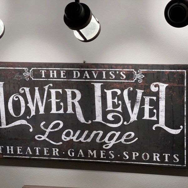 Personalized Custom Lower Level Lounge Sign Modern Farmhouse Wall Decor ...