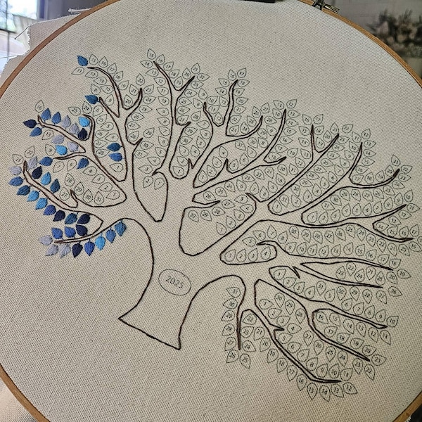 Temperature Tree Embroidery Pattern – Pre-printed Fabric Panel Hand ...