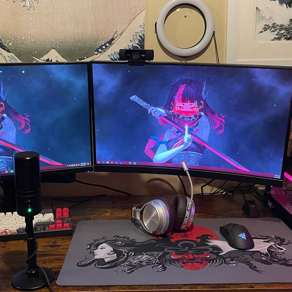 Geisha and Demons Japanese Desk Mat Extra Large, Desk Mat Cute, Desk ...