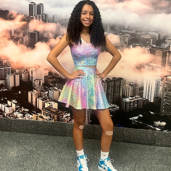 Rainbow Avatar Holographic Crop Top Tank - Bodycon Clubwear, Rave Wear ...