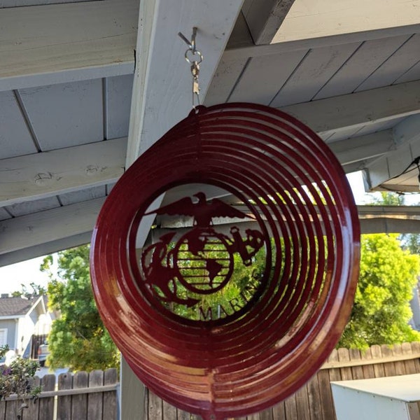Armed Services US Marine Corp Marines USMC Circle Red Swirly Metal Wind ...