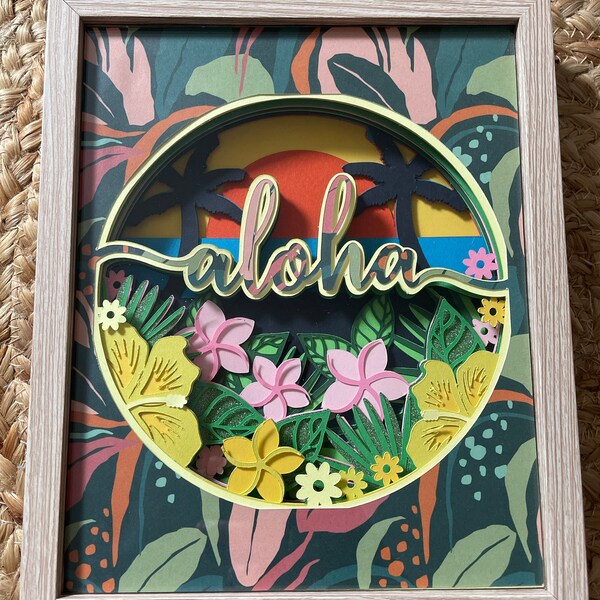 3D ALOHA SVG -hawaiian Shadow Box Svg -beach Svg - Layered Cardstock ...