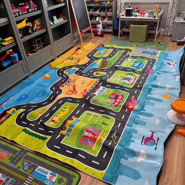 My City Road Track Maps for Kids Area Rug, Nursery Rectangle Rug, Kids ...