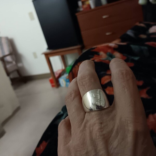 925 Sterling Silver Monogram Signet Cigar Band Dome Ring, Engravable ...