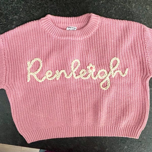 Custom Name Baby Sweater,personalized Hand Embroidered Baby Sweater ...