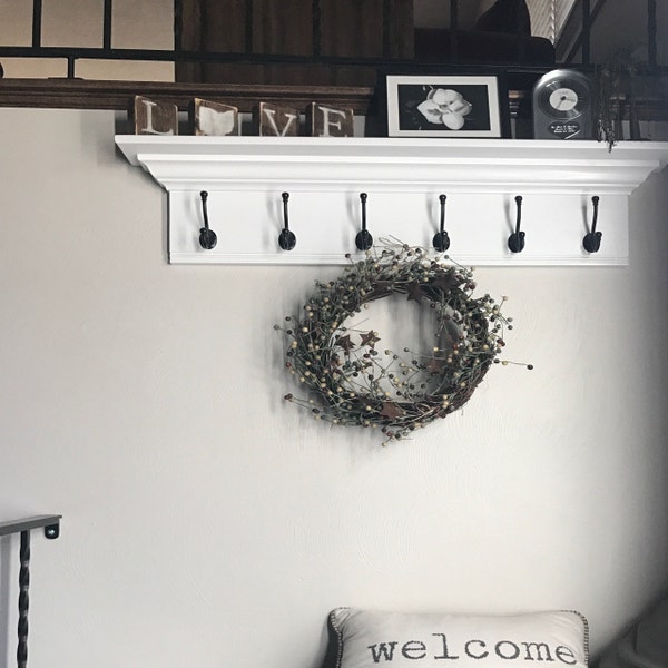 Fancy Coat Rack With Beautiful Crown Molding Mantel Shelf With Coat ...