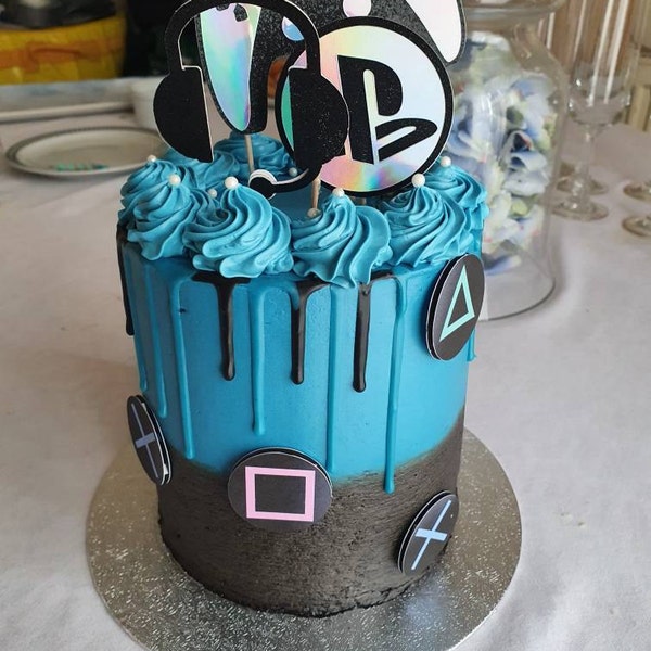 Gaming PS5 Themed Cake Topper Set Controller, Headset, Logo - All ...