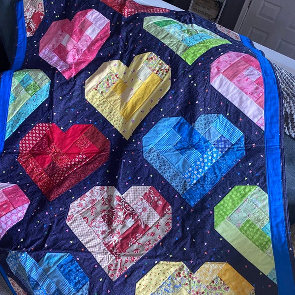 Throw Quilt Unique Hot Pink Design Patchwork Handmade Cotton - Etsy