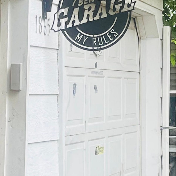 Personalized Hanging Garage Sign Metal Steel, Fathers Day Gift, Large ...