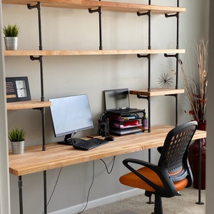 Butcher Block Corner L-shaped Desk Built-in | Etsy