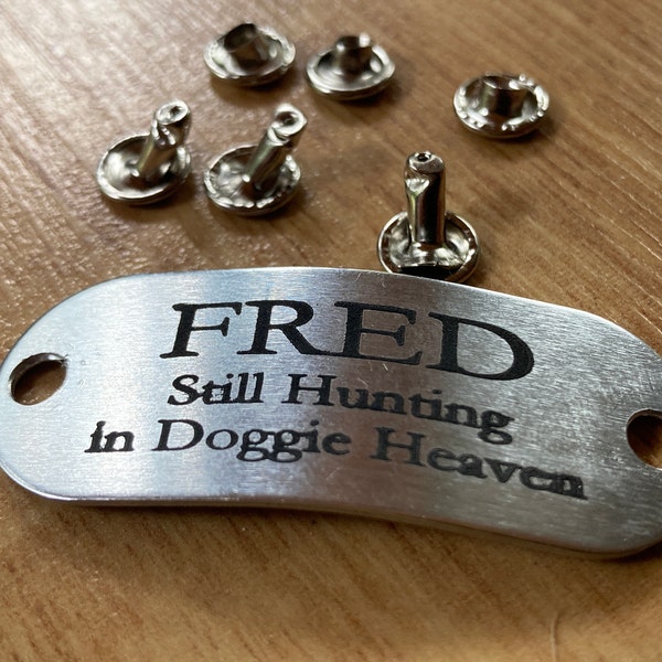 Custom Engraved Aluminum Pet ID Tag | Rivet-on Collar Nameplate - Etsy